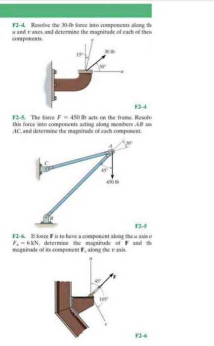 Solved 124. Resolve the 30-Ib force into components along tb | Chegg.com