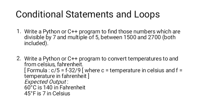 Solved Conditional Statements And Loops 1 Write A Python Or