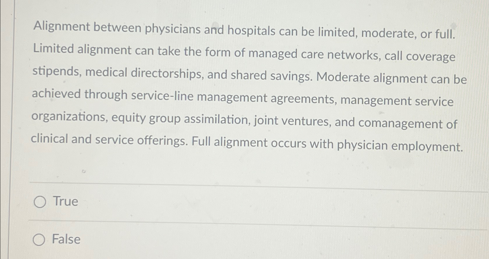 Solved Alignment between physicians and hospitals can be | Chegg.com