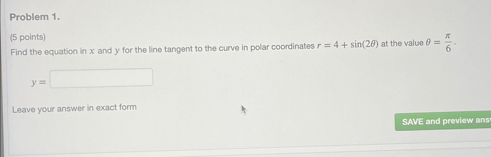 Solved Problem 1.(5 ﻿points)Find the equation in x ﻿and y | Chegg.com