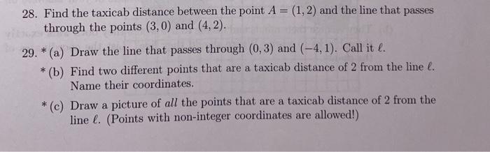 Solved taxicab geometry help!please help me with as many of | Chegg.com