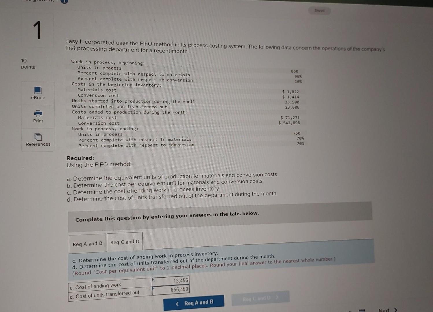 Solved Easy Incorporated uses the FIFO method in its process | Chegg.com