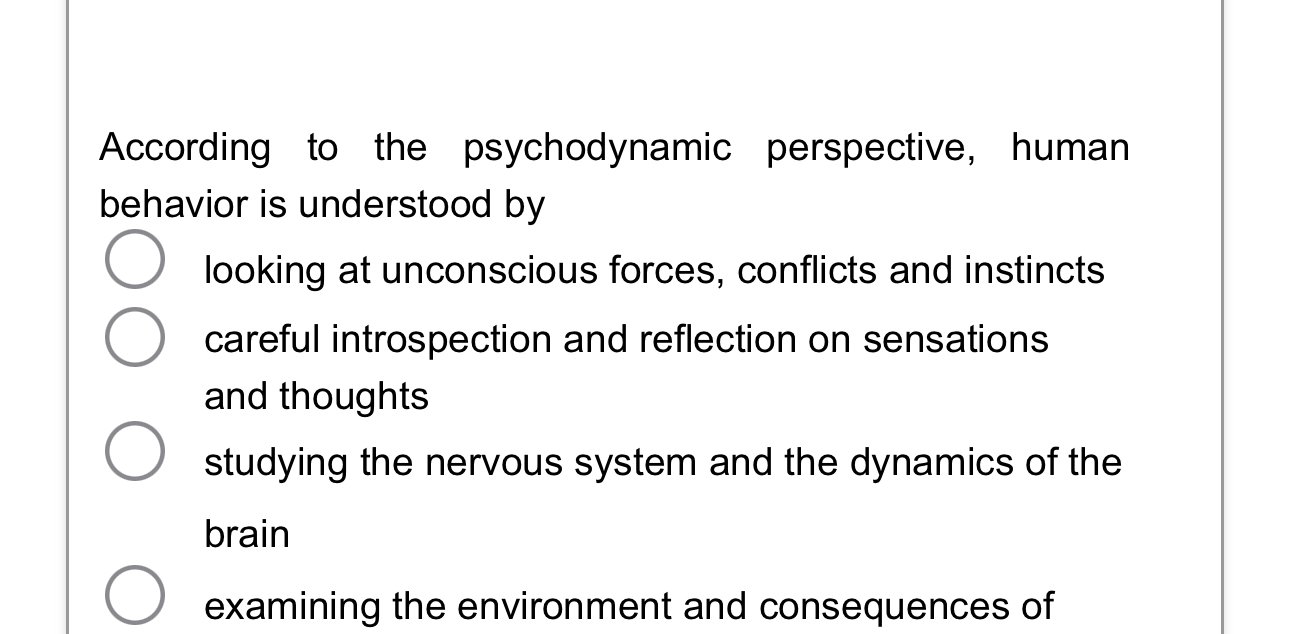 Solved According to the psychodynamic perspective, human | Chegg.com