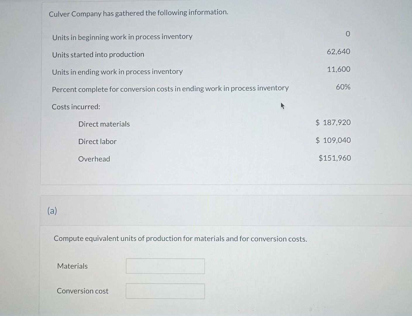 Solved Compute equivalent units of production for materials | Chegg.com