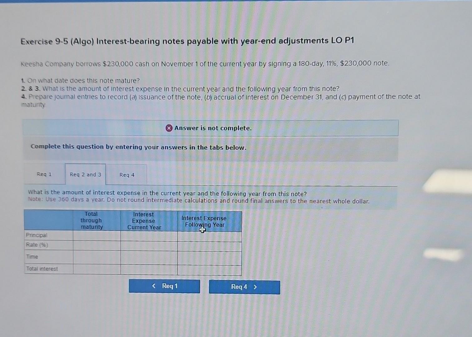 Solved Exercise 9-5 (Algo) Interest-bearing notes payable | Chegg.com