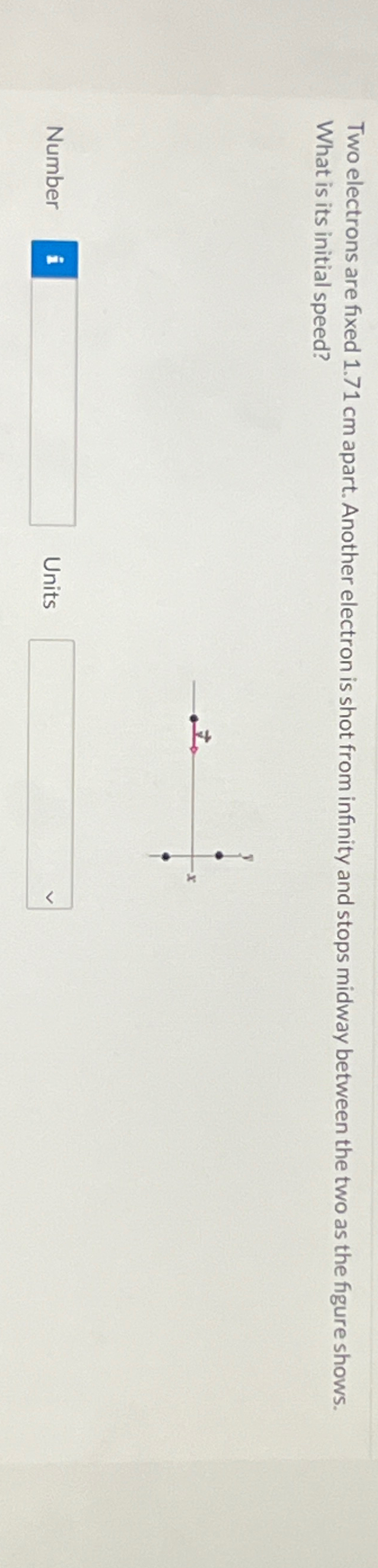Solved Two electrons are fixed 1.71cm ﻿apart. Another | Chegg.com