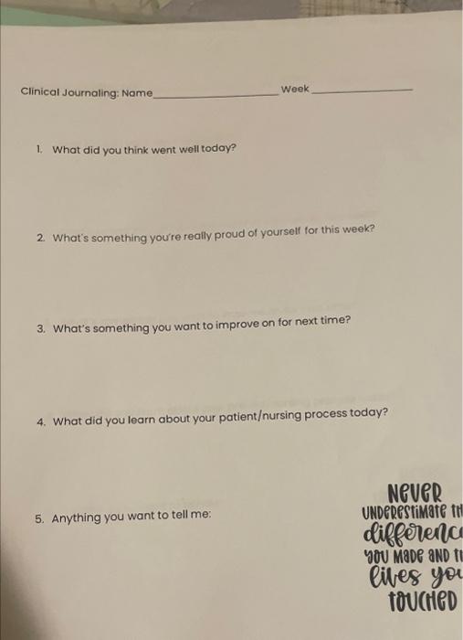 Solved 1. What did you think went well today? 2. What's | Chegg.com