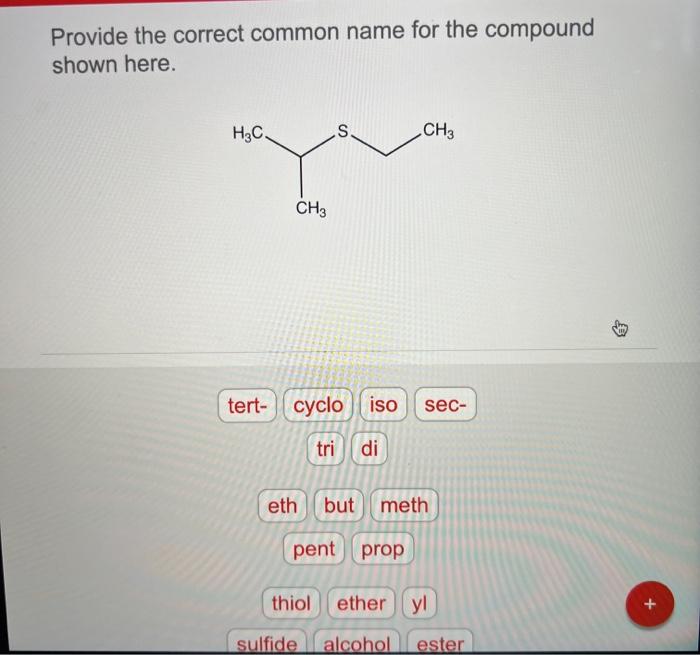 Solved Provide the correct common name for the compound | Chegg.com