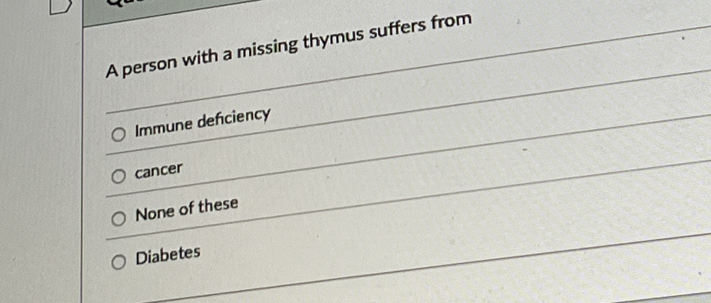 Solved A person with a missing thymus suffers fromq,Immune | Chegg.com