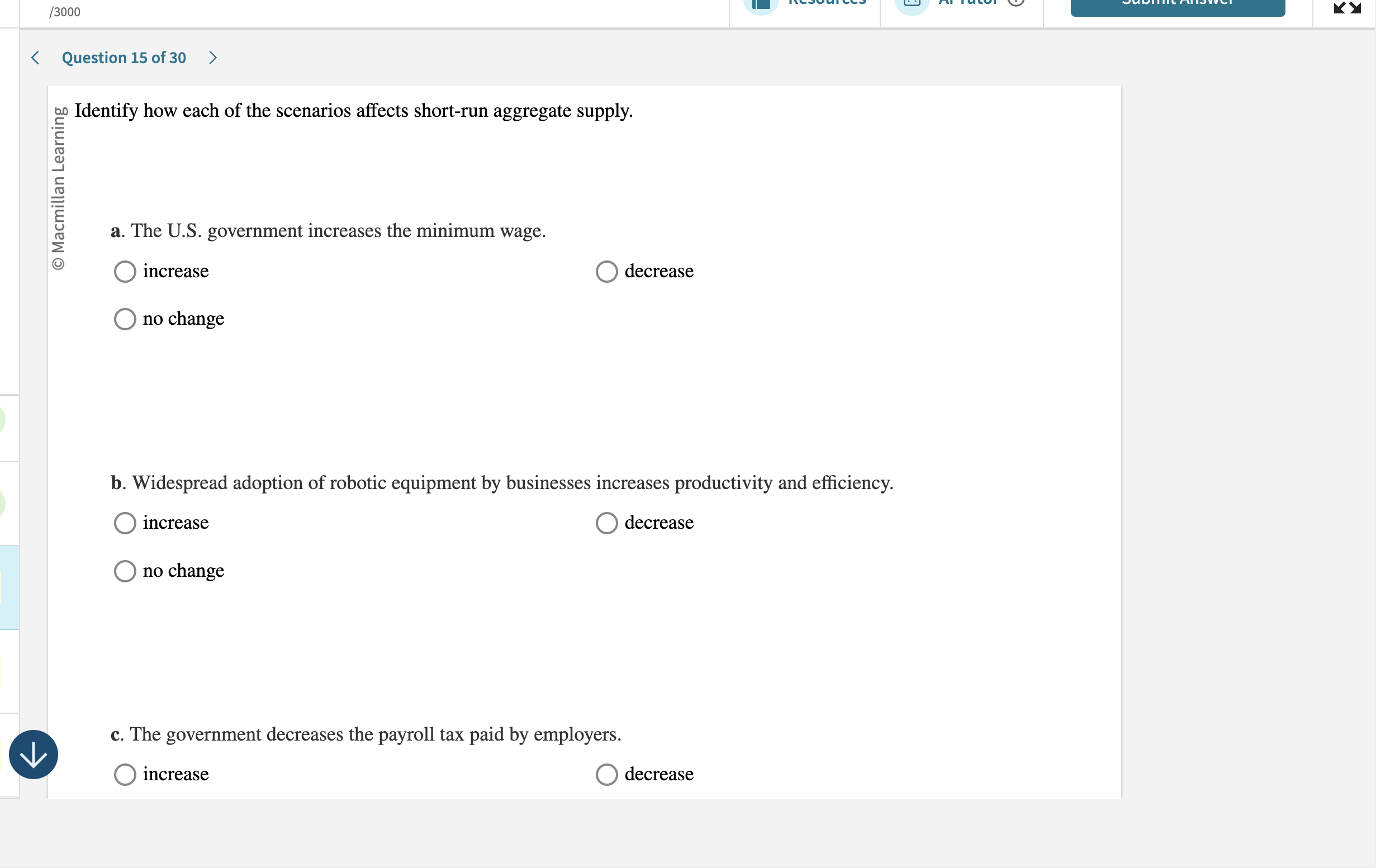 Solved Question 15 ﻿of 30a. ﻿The U.S. ﻿government increases | Chegg.com