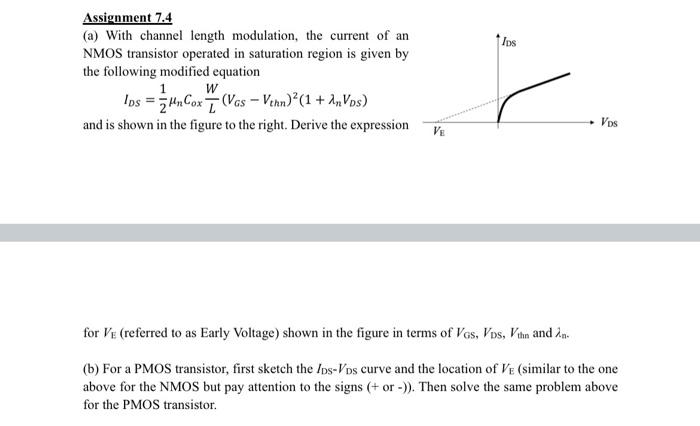 Solved Assignment 7.4 (a) With channel length modulation, | Chegg.com