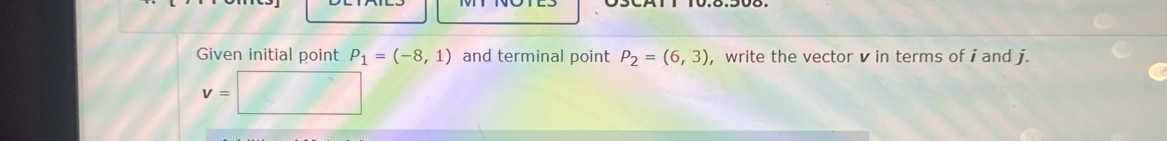 Solved Given initial point P1=(-8,1) ﻿and terminal point | Chegg.com