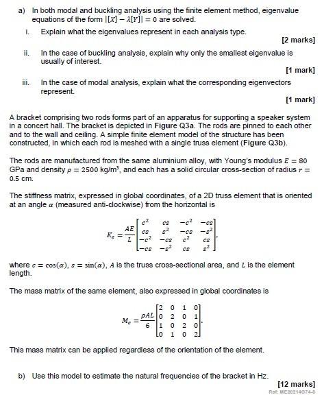 Solved ii. a) In both modal and buckling analysis using the | Chegg.com