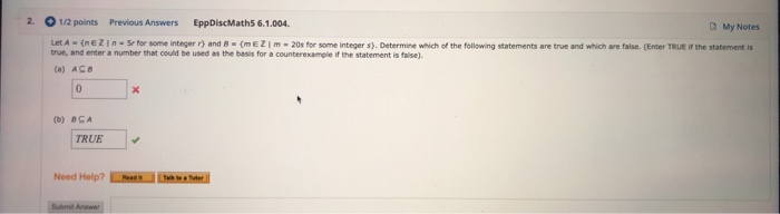 Solved 2. 1/2 points Previous Answers EppDiscMath5 6.1.004. | Chegg.com
