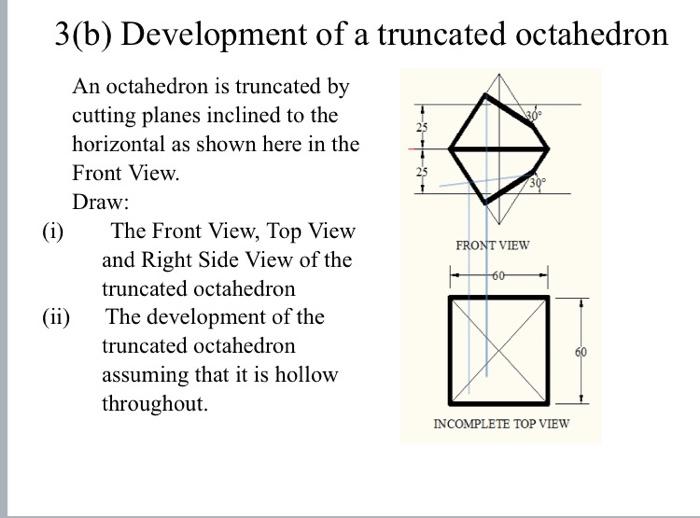Solved 3(b) Development of a truncated octahedron 20 An | Chegg.com