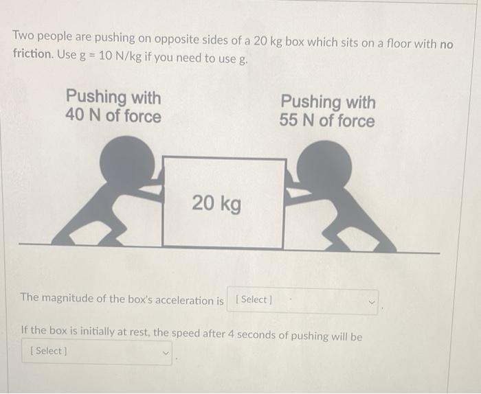 Solved Two people are pushing on opposite sides of a 20 kg | Chegg.com