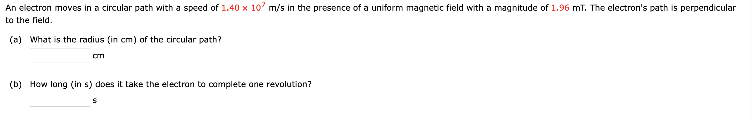 Solved An electron moves in a circular path with a speed of | Chegg.com