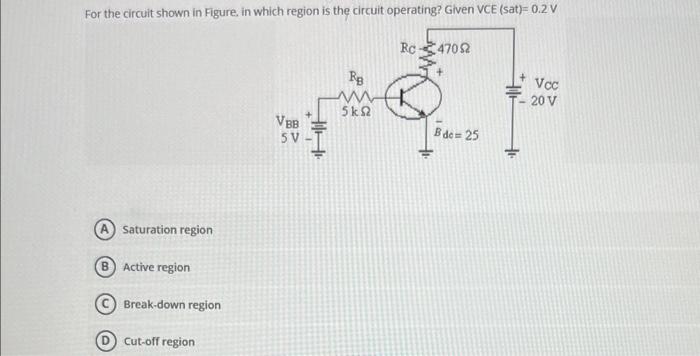 Solved For the circuit shown in Figure, in which region is | Chegg.com