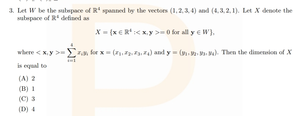 Solved Let W ﻿be the subspace of R4 ﻿spanned by the vectors | Chegg.com