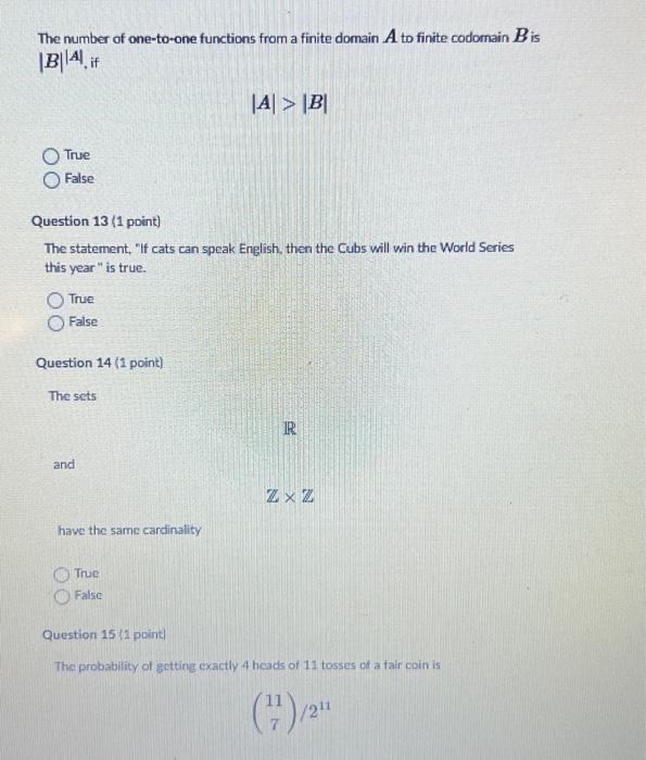 Solved The number of one-to-one functions from a finite | Chegg.com