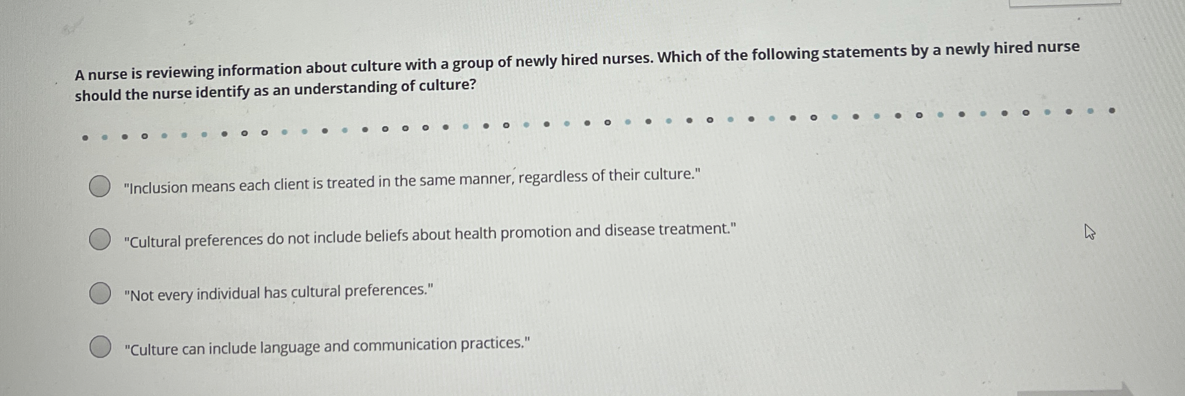 High Quality SOLUTION A nurse is reviewing information about culture with a | Chegg.com