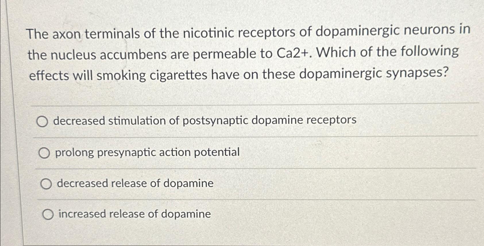 Solved The axon terminals of the nicotinic receptors of | Chegg.com