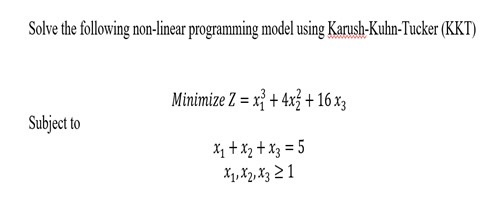 Solved Solve the following non-linear programming model | Chegg.com