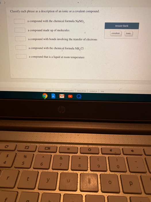 Solved Classify each phrase as a description of an ionic or | Chegg.com