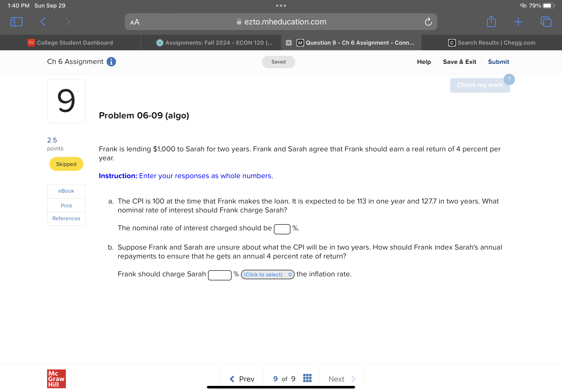 Solved Problem 06-09 (algo)Frank is lending $1,000 ﻿to Sarah | Chegg.com