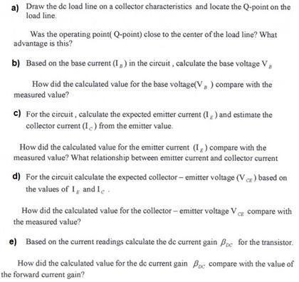 Solved Draw the dc load line on a collector | Chegg.com