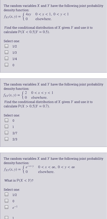 Solved The random variables X and Y have the following joint | Chegg.com