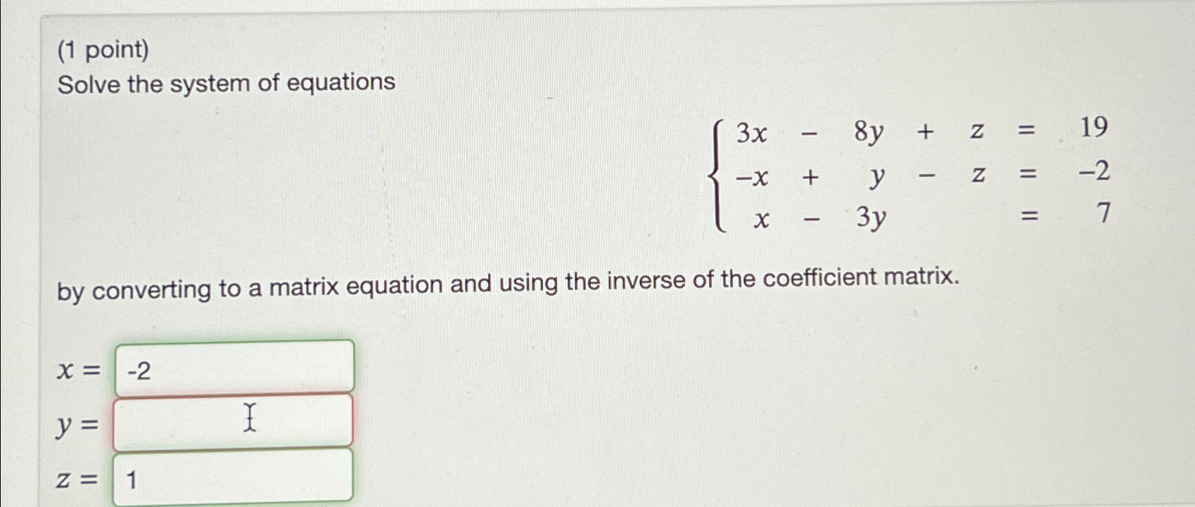 Solved (1 ﻿point)Solve the system of | Chegg.com