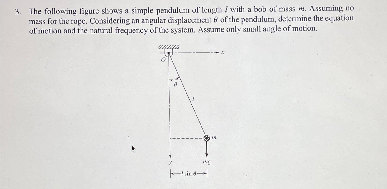 Solved The following figure shows a simple pendulum of | Chegg.com