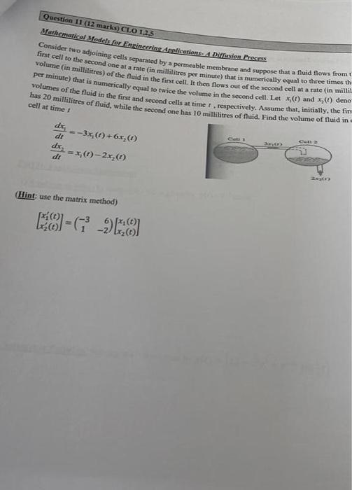 Solved Question II (12 marks) CT.O 1.2.5 Monthematical | Chegg.com