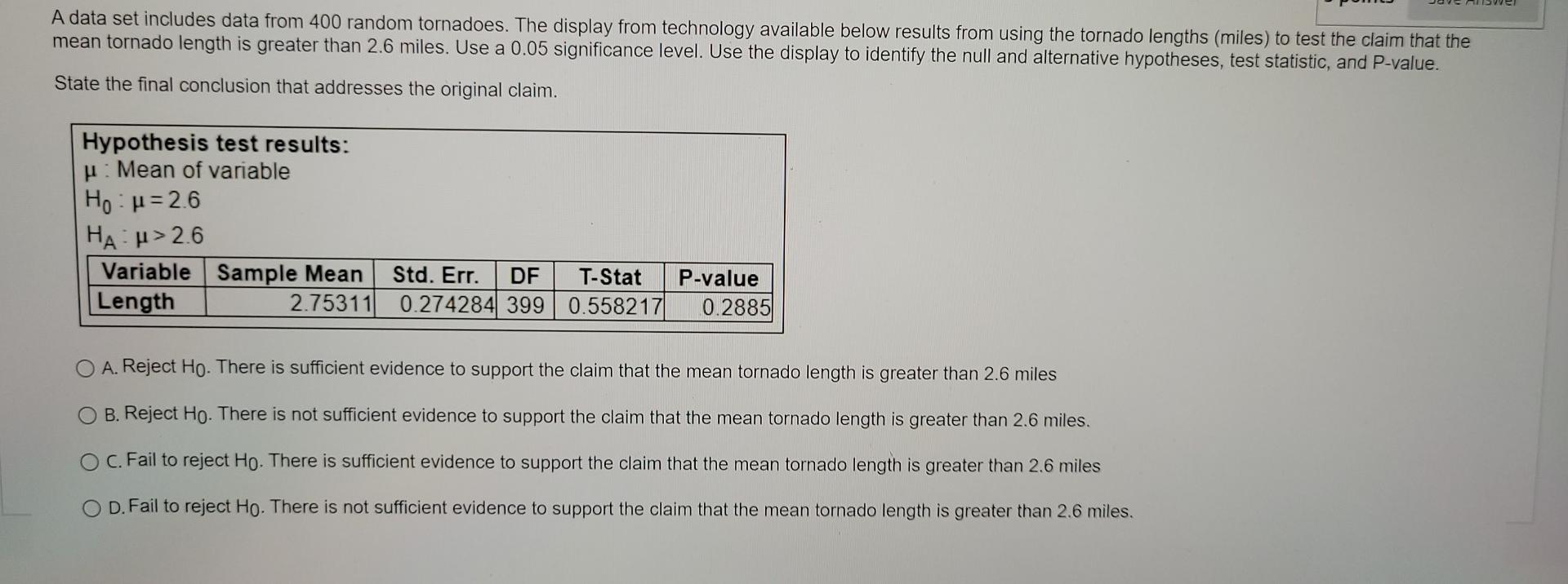 Solved A data set includes data from 400 random tornadoes. | Chegg.com