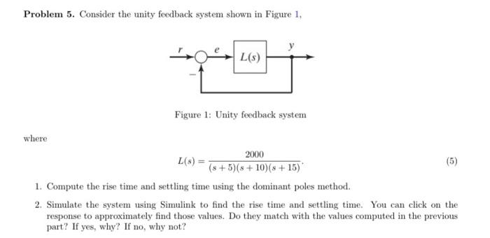 Solved Problem 5. Consider the unity feedback system shown | Chegg.com