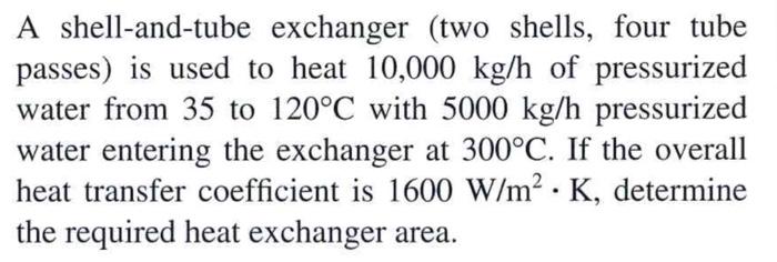 Solved A shell-and-tube exchanger (two shells, four tube | Chegg.com