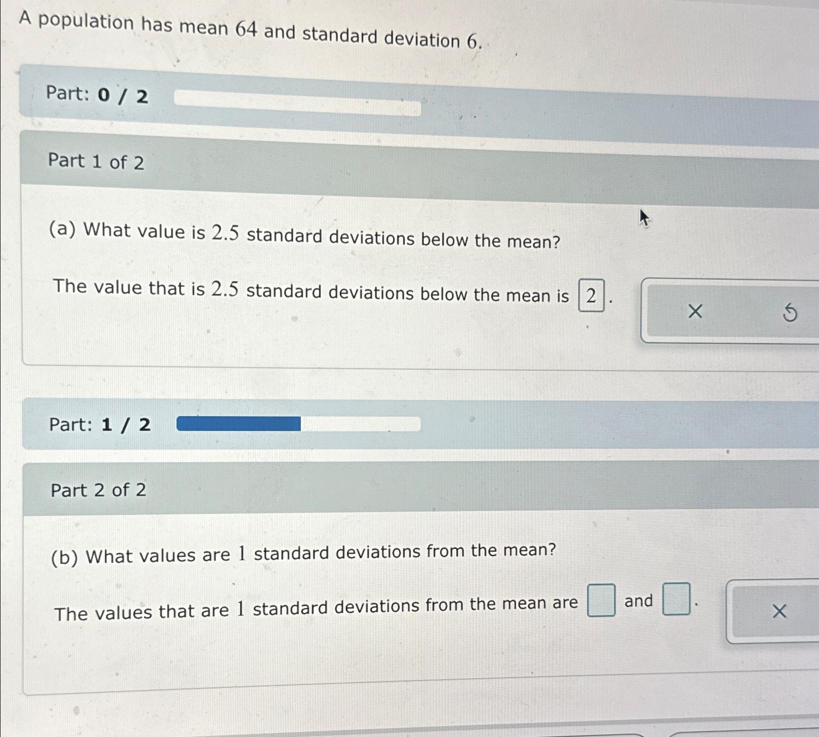 Solved A population has mean 64 ﻿and standard deviation | Chegg.com