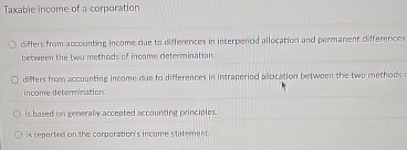 Solved Taxable income of a corporationdiffers from | Chegg.com