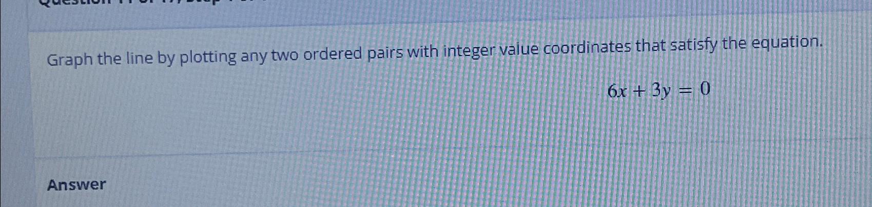 Solved Graph the line by plotting any two ordered pairs with | Chegg.com