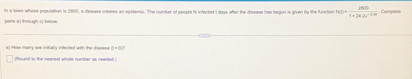 Solved In a town whose population is 2800 , ﻿a disease | Chegg.com