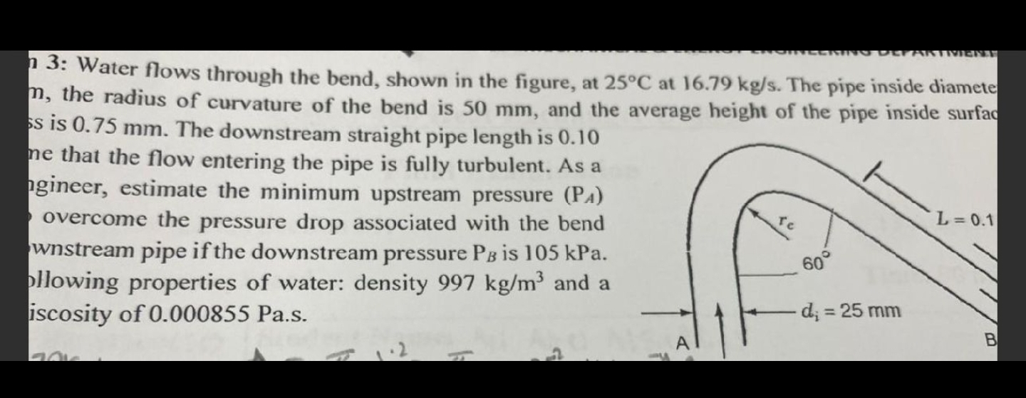 Solved 1 3: Water flows through the bend, shown in the | Chegg.com