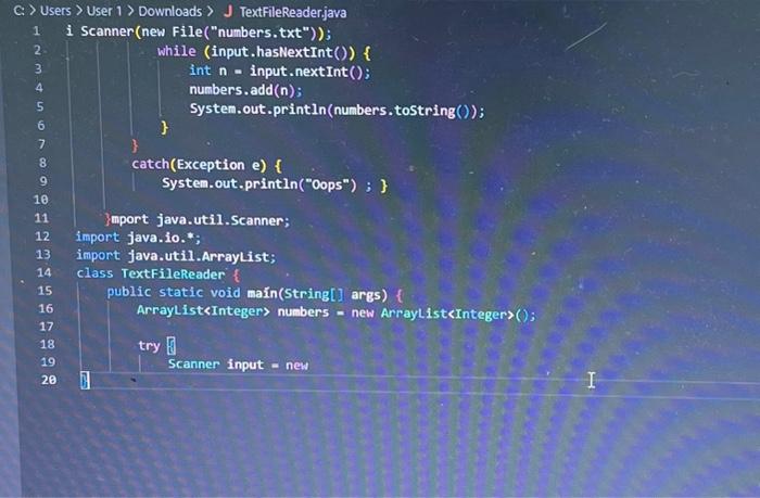 Solved ⇔> Users > User 1> Downloads > J TextFileReader.java | Chegg.com