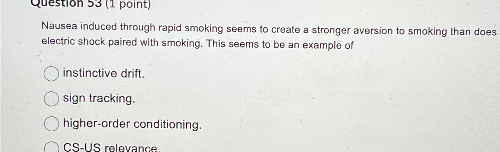 Solved Nausea induced through rapid smoking seems to create | Chegg.com