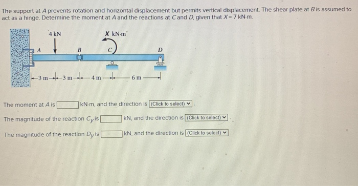 Solved The support at A prevents rotation and horizontal | Chegg.com