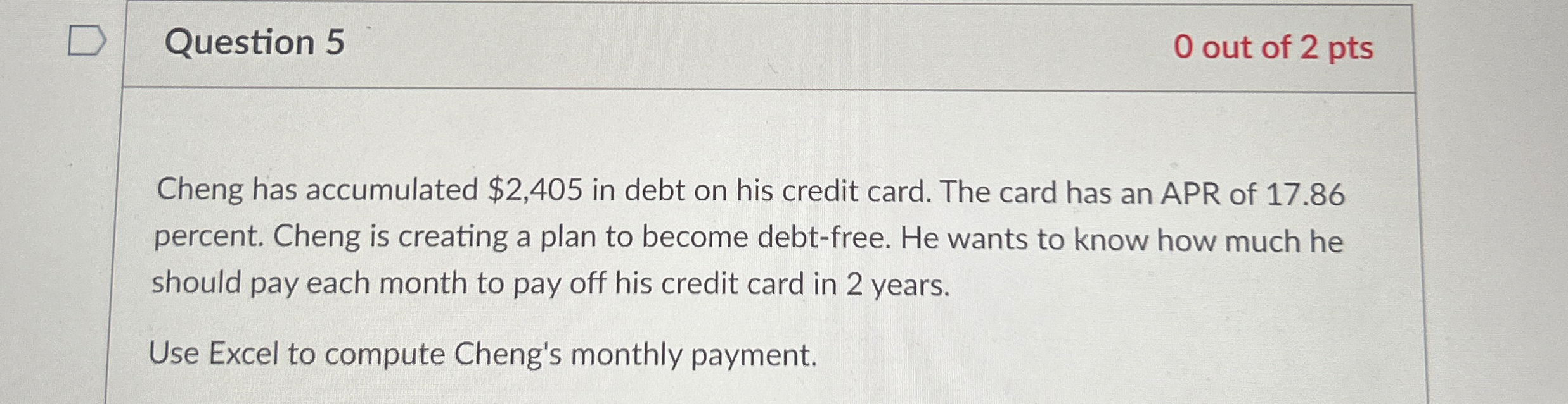 Solved Question 50 ﻿out of 2 ﻿ptsCheng has accumulated | Chegg.com