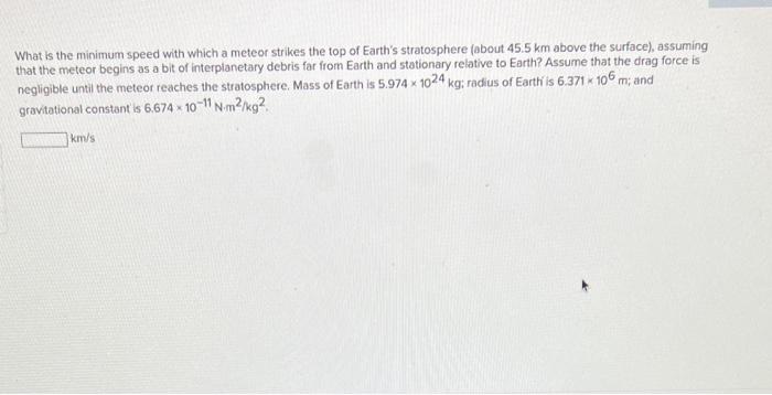 Solved What is the minimum speed with which meteor strikes | Chegg.com