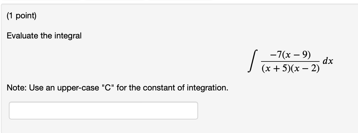 Solved (1 ﻿point)Evaluate the | Chegg.com
