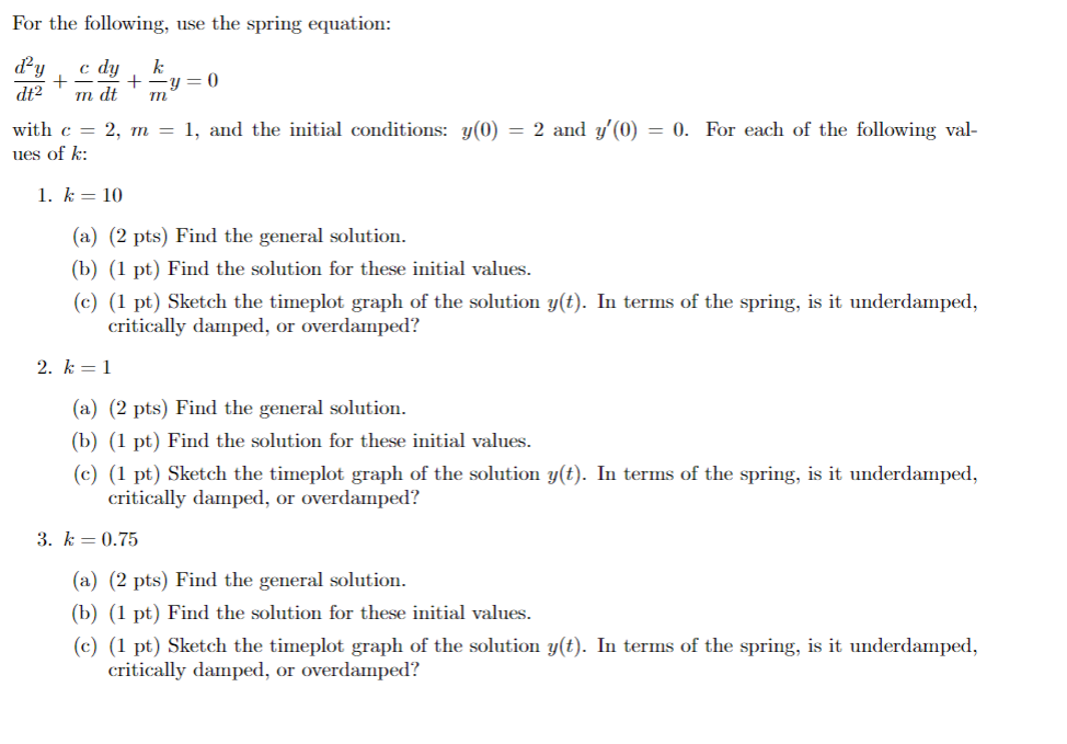 Solved For the following, use the spring | Chegg.com