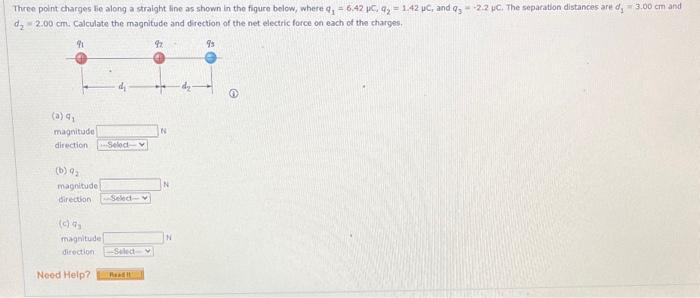 Solved Three polnt charges lie along a straight line as | Chegg.com